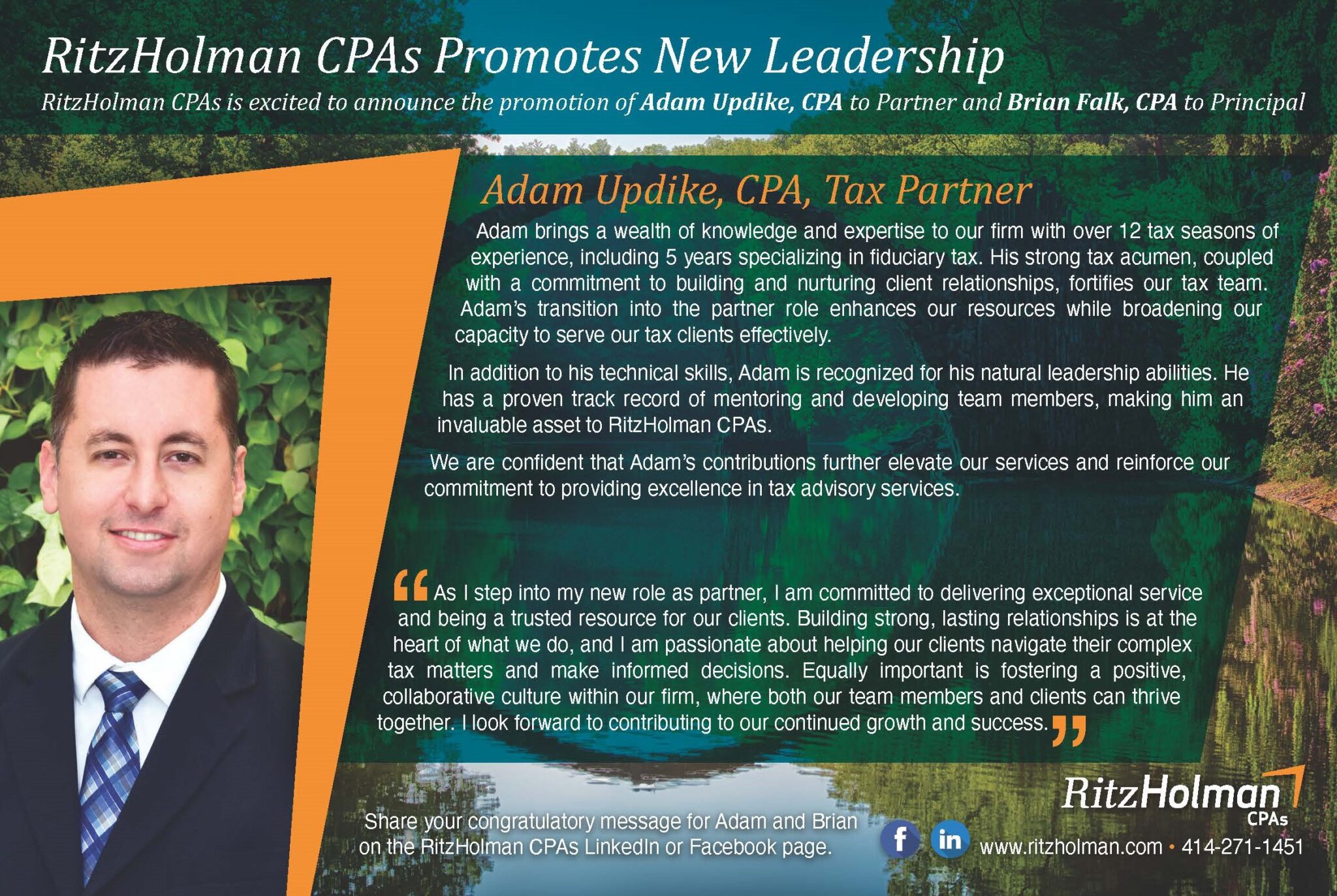 RitzHolman CPAs Welcomes Adam Updike, CPA, Into Partnership ...