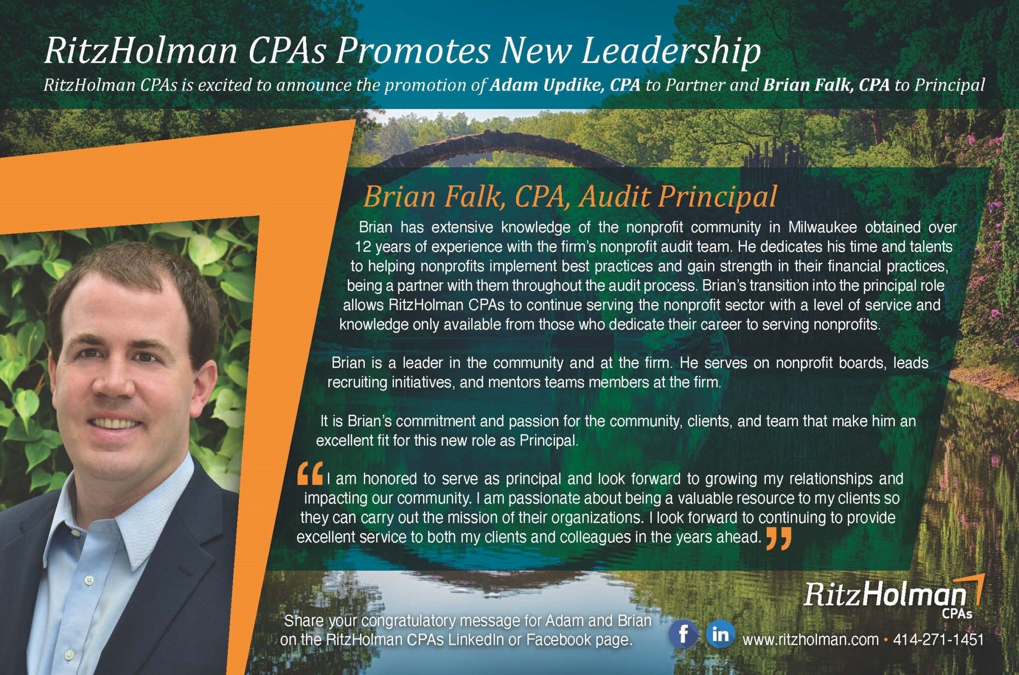 RitzHolman CPAs Promotes Brian Falk, CPA to Principal - RitzHolman CPAs